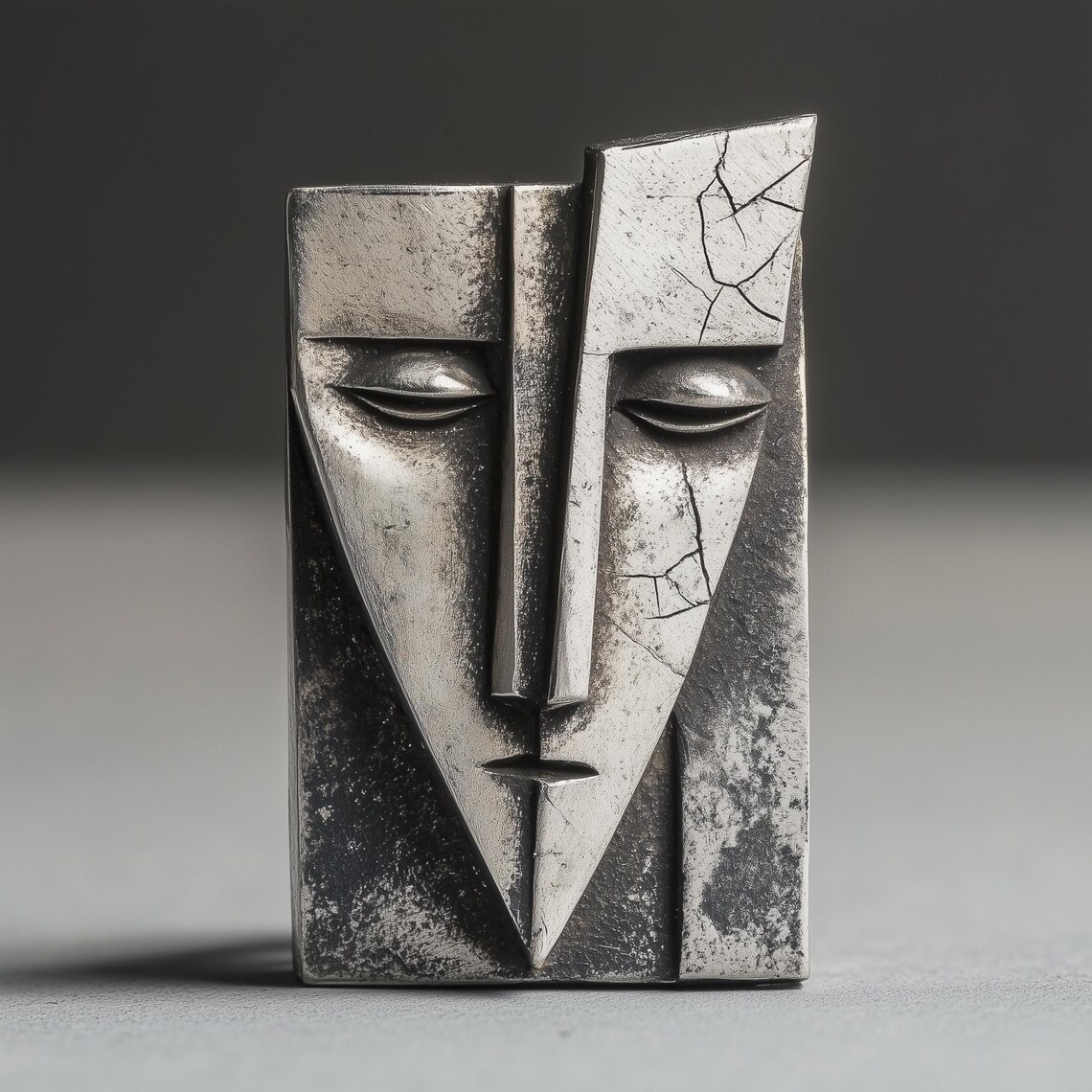 Abstract Face Sterling Silver Ring: Brutalist Memento Mori Jewelry - Etsy