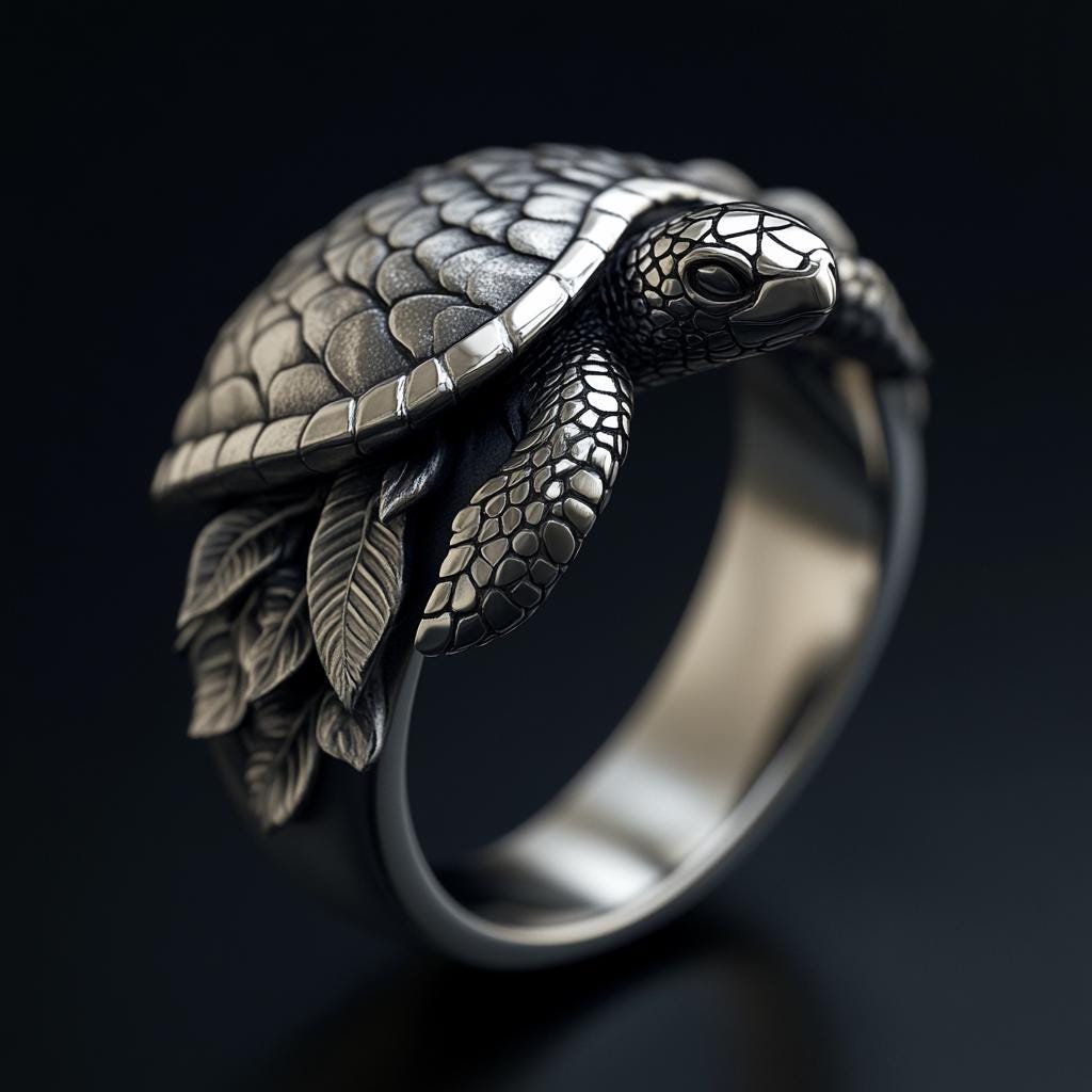 Sterling Silver Turtle Ring: Ocean Animal Jewelry - Etsy