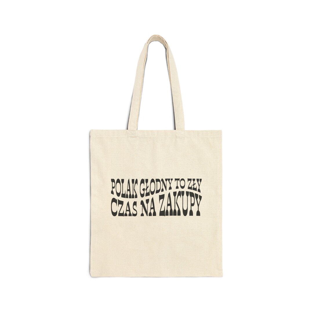 Funny Polish Hangry Quote Tote Bag - Reusable Cotton Canvas Grocery Bag ...