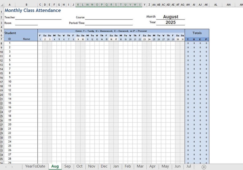Yearly Attendance Tracker Perfect for Teachers, Schools & Homeschooling ...