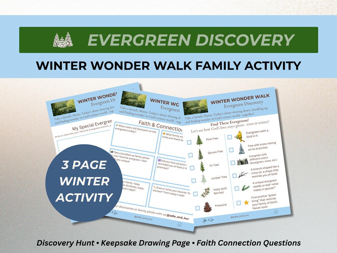 Winter Nature Scavenger Hunt Printable: Evergreen Discovery, Faith ...