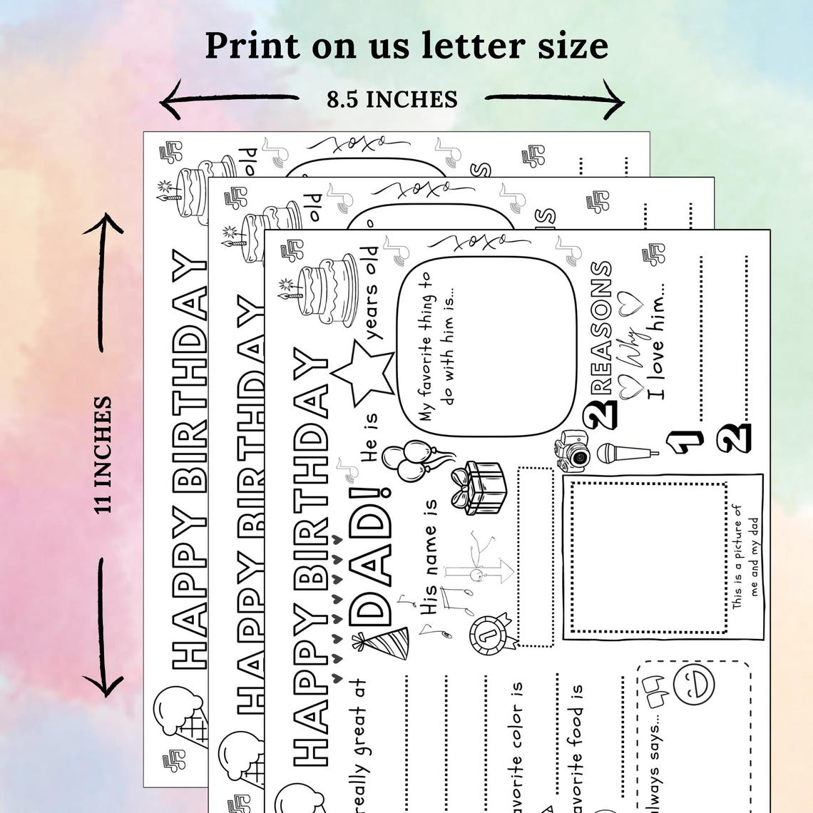 Happy Birthday Dad Coloring Page | Happy Birthday Dad Placemat Activity ...