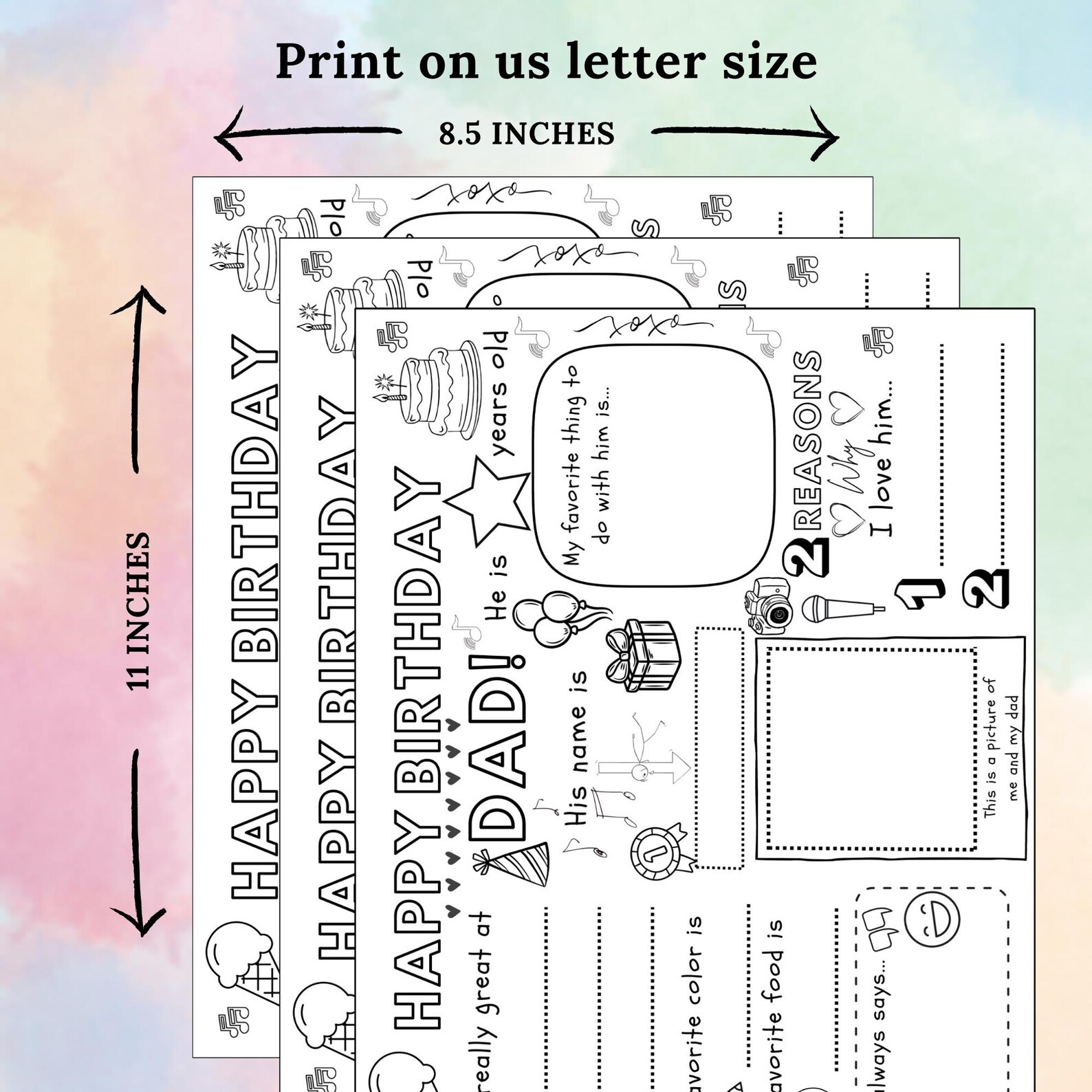 Happy Birthday Dad Coloring Page | Happy Birthday Dad Placemat Activity ...