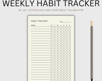 Habit Tracker Printable, Habit Tracker Template, Routine Tracker, 7 Day ...
