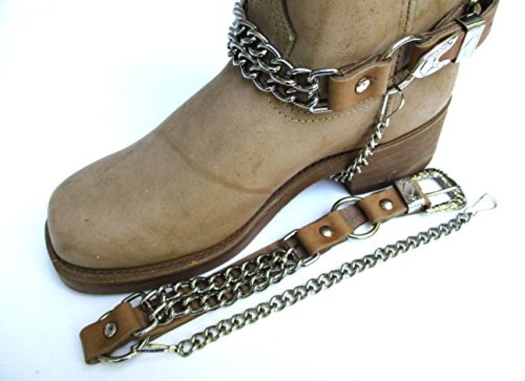 Western Boots Boot Chains Light Brown Leather With 2 Steel Chains - Etsy Canada