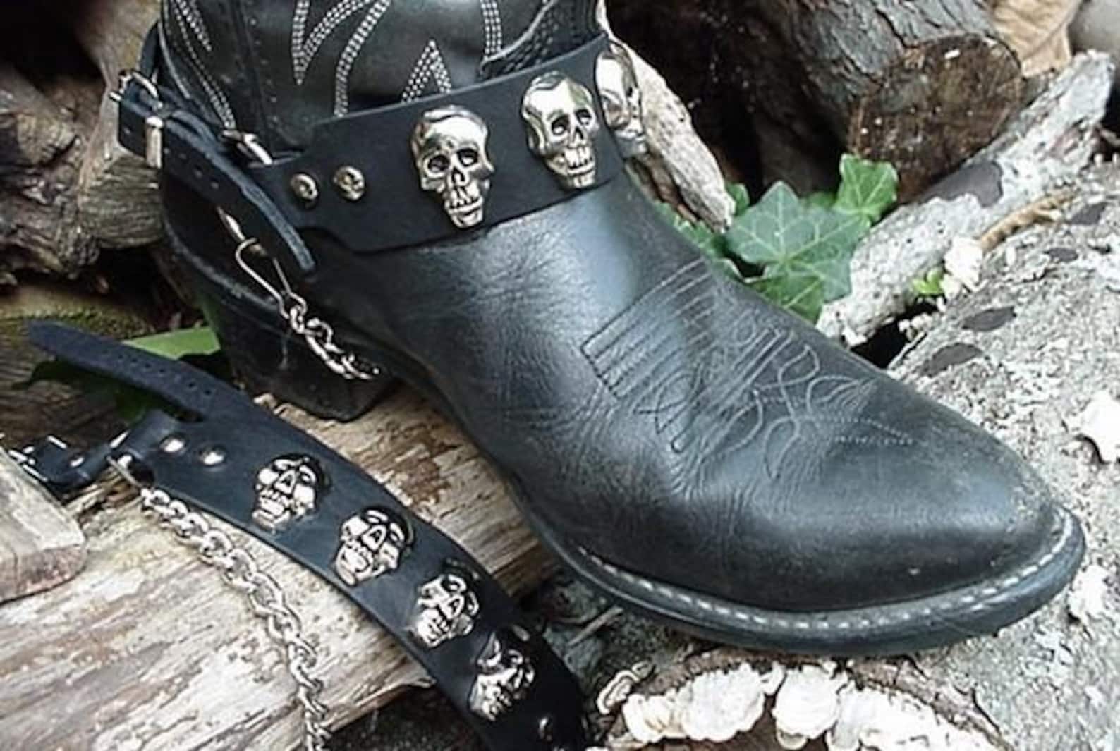 Western/biker BOOTS BOOT CHAINS Cast Skulls - Etsy