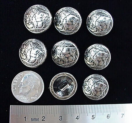 CONCHOS BUFFALO NICKEL Buttons 15mm 9/16 Inch 8 Pcs - Etsy