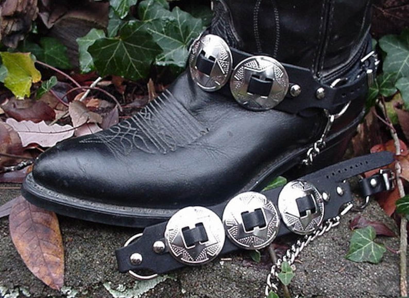 Western/biker Boots BOOT CHAINS 3 Big SILVER Conchos - Etsy