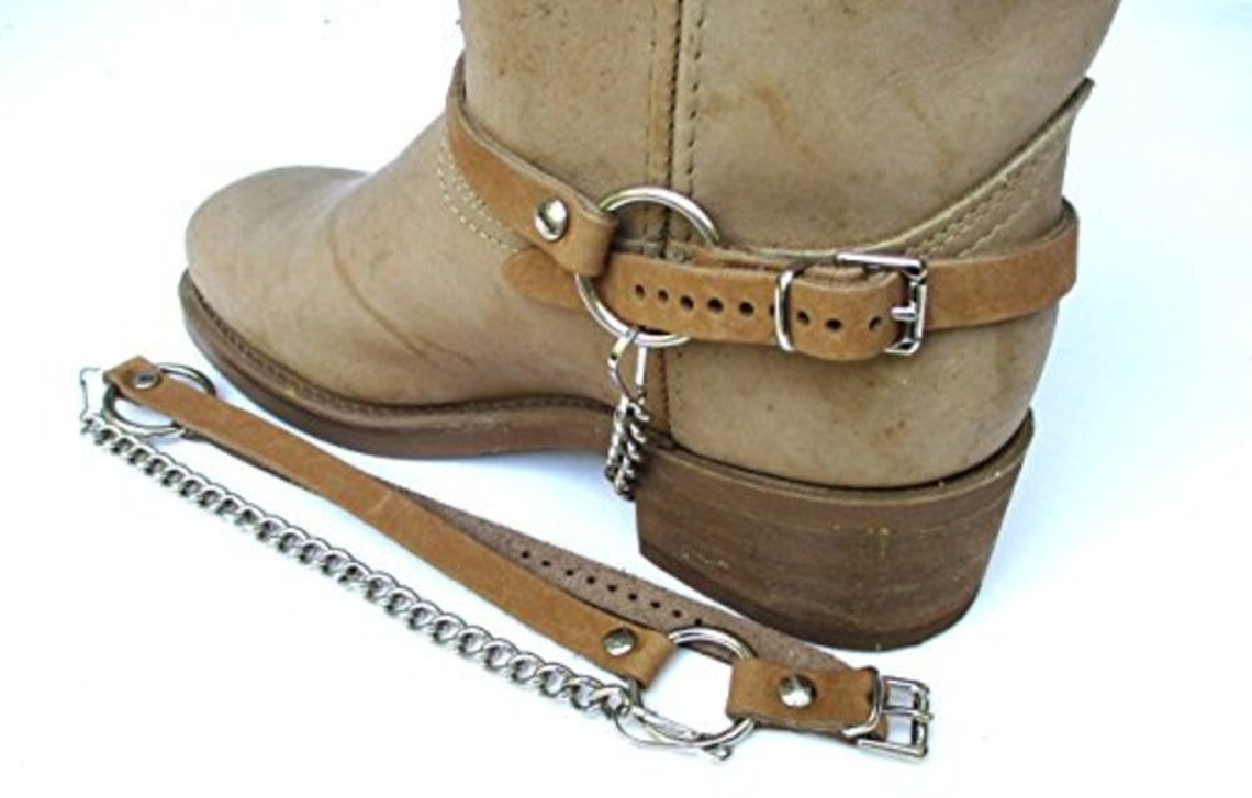 Western Boots Boot Chains Light Brown Leather Harness Straps - Etsy