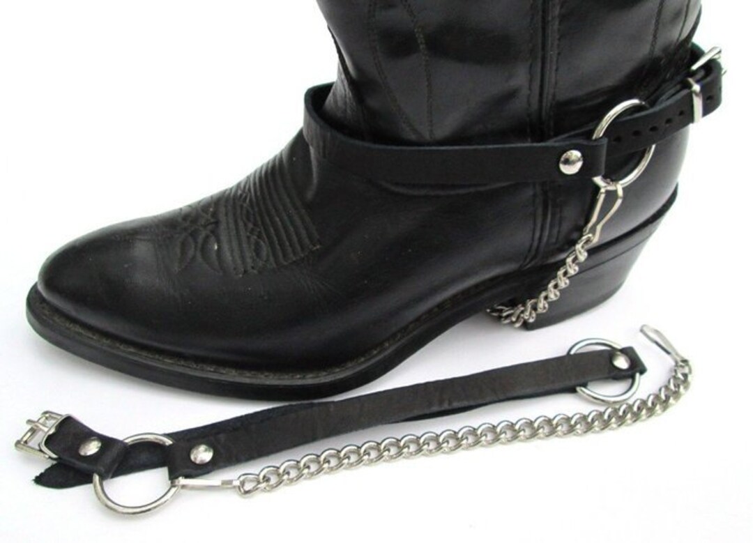 Western Boots Boot Chains Black Leather Harness Straps - Etsy