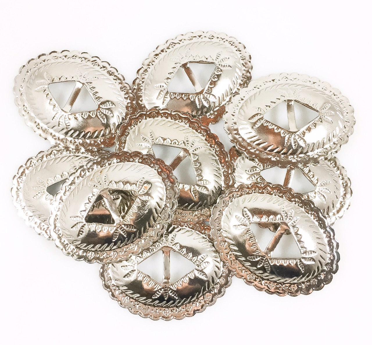 Conchos 1 1/2" Oval Classic Western, Bright Nickel 20 Pieces #50385 - Etsy