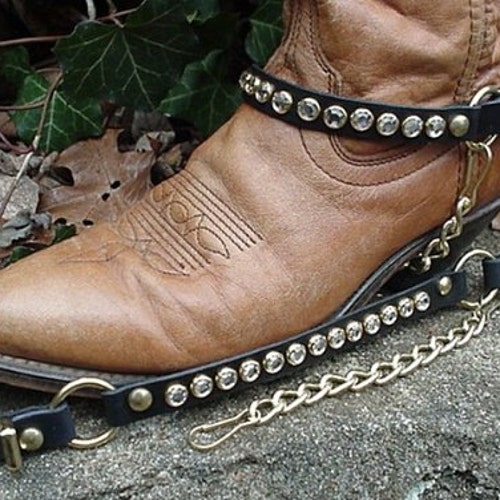 Biker BOOTS BOOT CHAINS Black Topgrain Cowhide Leather With - Etsy