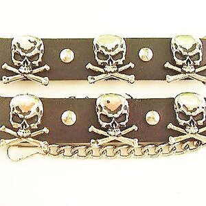 Biker Boots Boot Chains Black Leather With Skull & Crossbones Ornaments ...