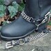 Biker BOOTS BOOT CHAINS Black Topgrain Cowhide Leather With Double ...