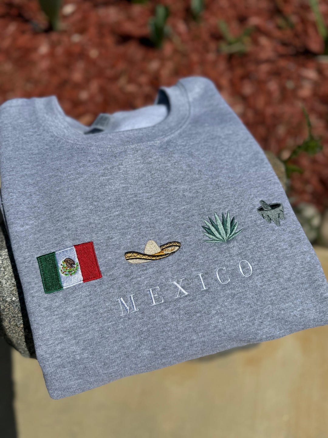 Embroidered Mexico Crewneck Sweater | Mexican Heritage Sweatshirt ...