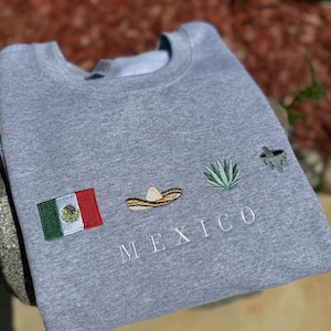 Embroidered Mexico Crewneck Sweater | Mexican Heritage Sweatshirt ...