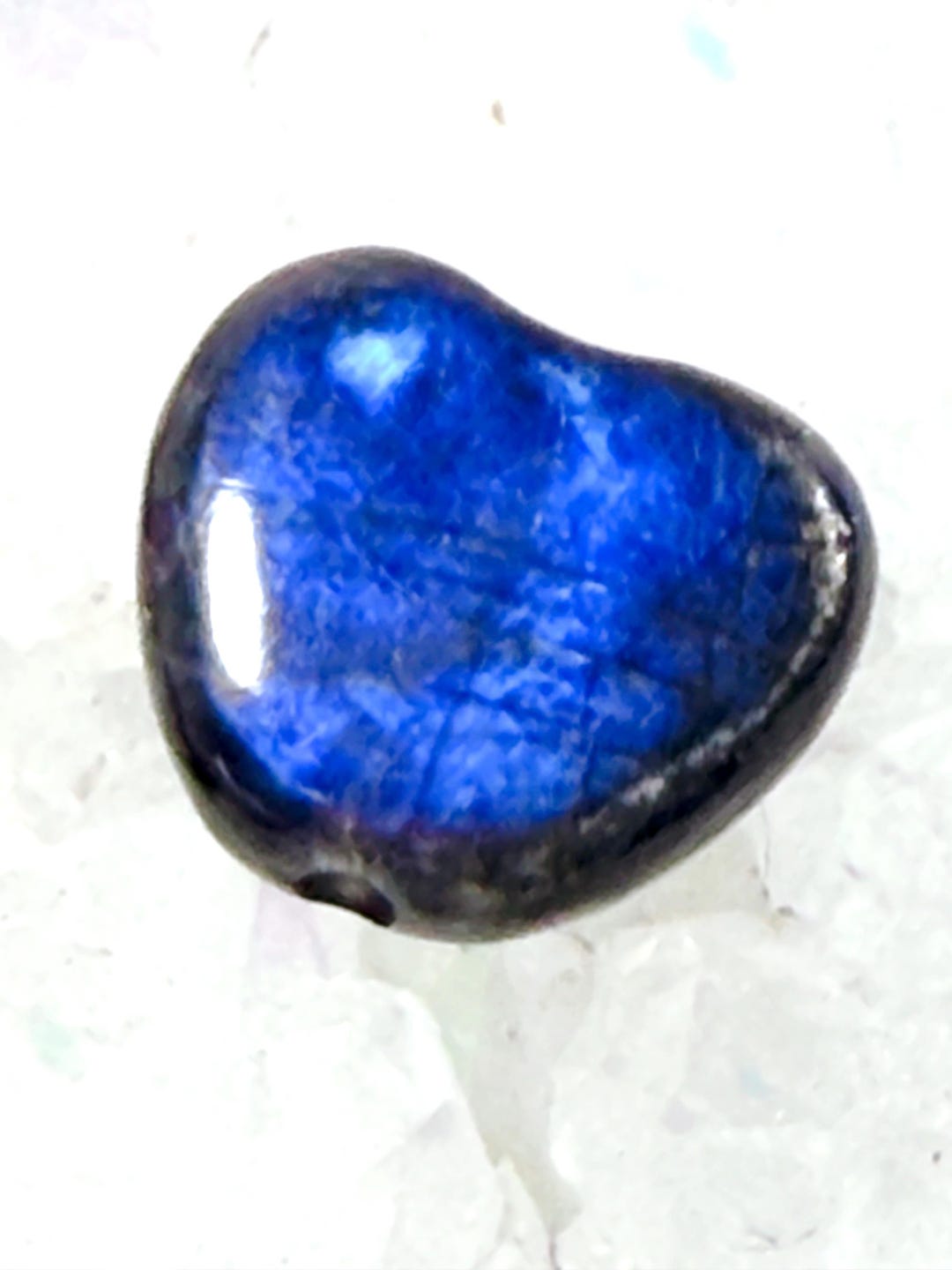 Finnish Spectrolite Heart Bead – Rare Ylämaa Finland Natural Gemstone ...