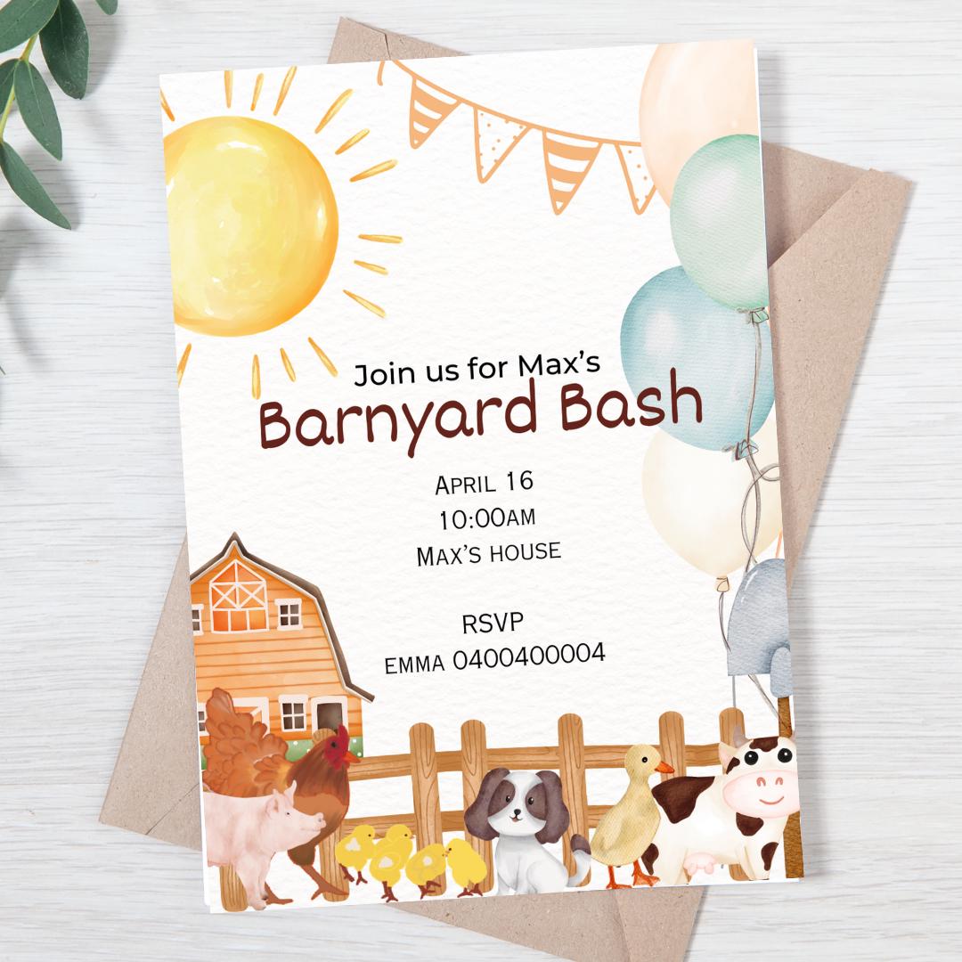 Farm Theme Birthday Invitation Template - Etsy