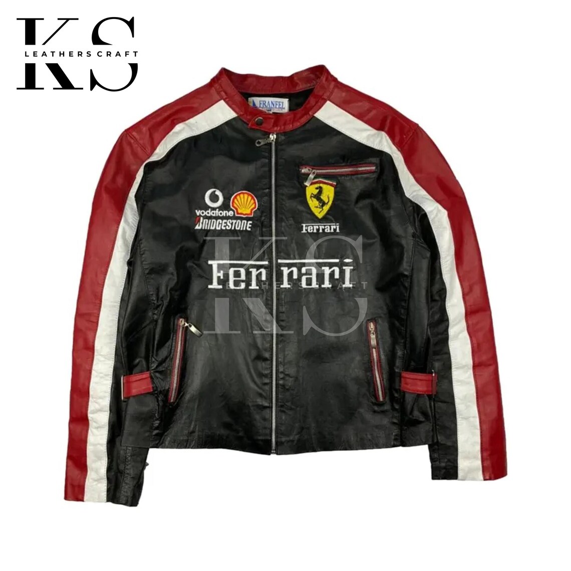 Italian Handmade Black Ferrari Racing Leather Jacket Ferrari Vintage ...