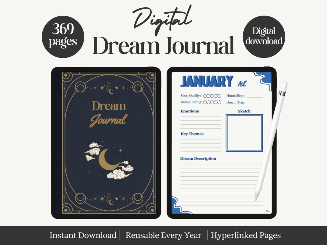 Digital Dream Journal iPad Template | Reflection Notebook for Dreams ...