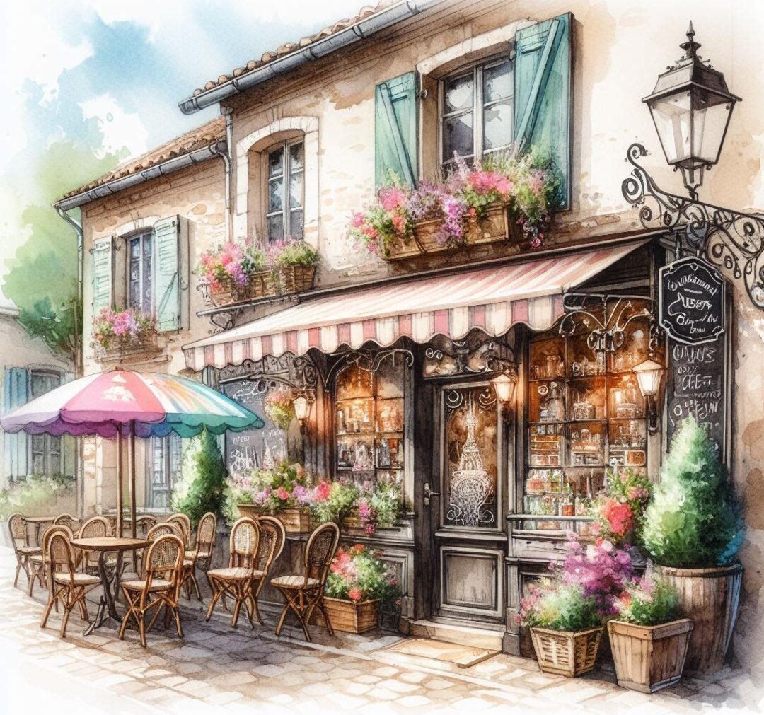 French Café Art, Paris Bistro Print, Vintage Street Scene, Cozy ...