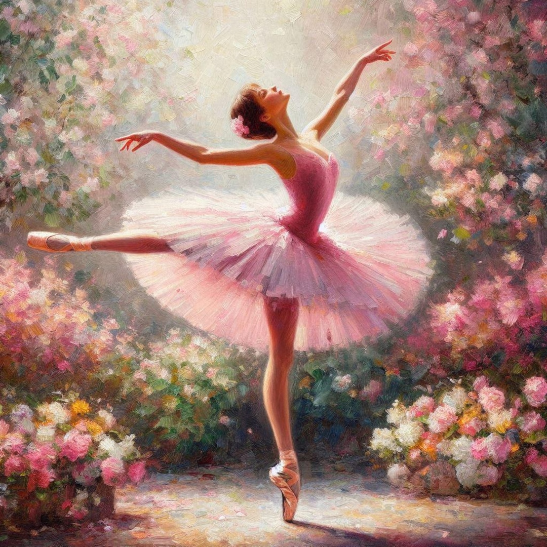 Ballerina Wall Art, Pink Ballet Dancer Print, Floral Dance Poster ...