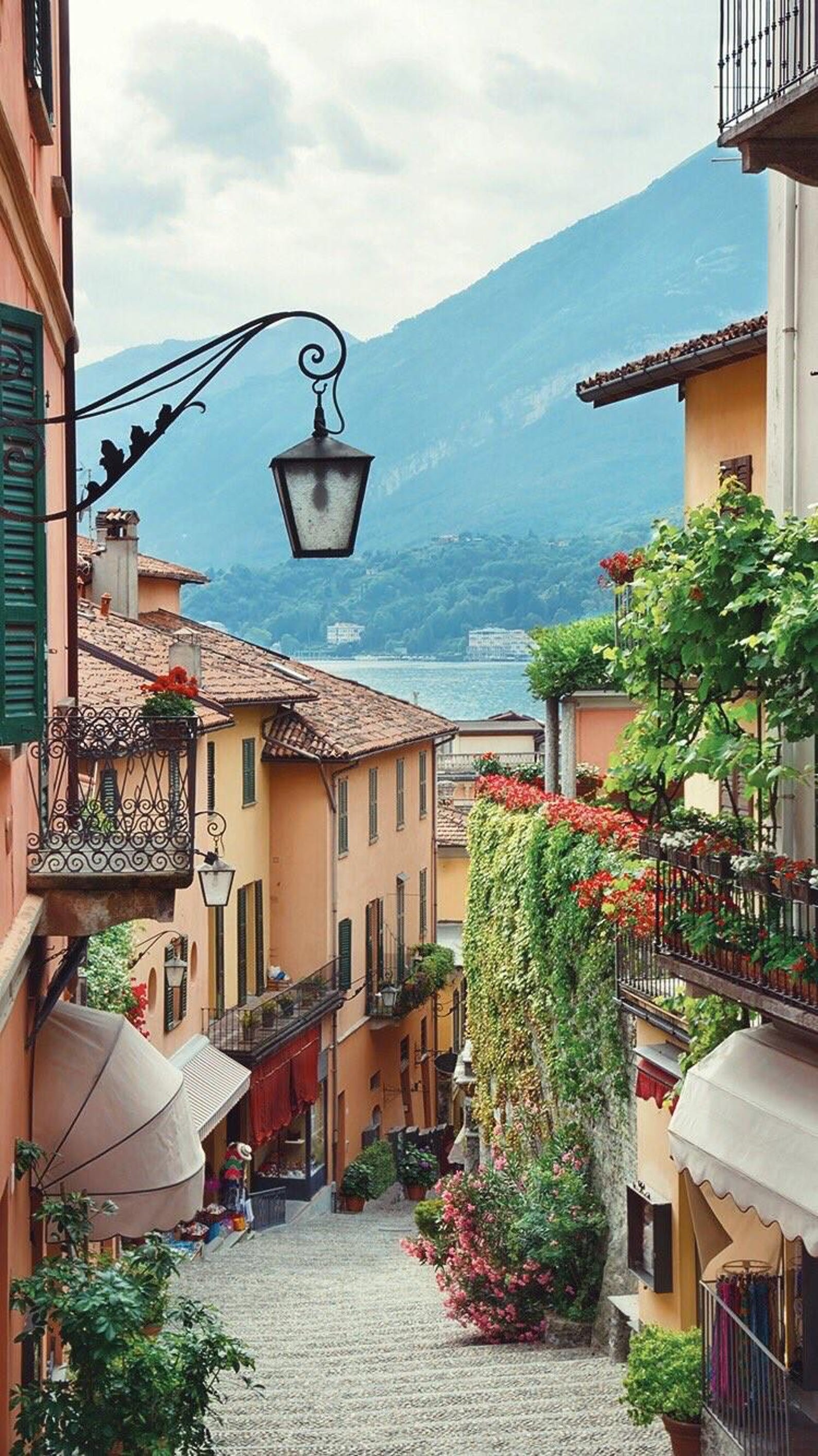 Italian Village Street Wall Art, Lake Como Travel Print, Rustic Europe ...