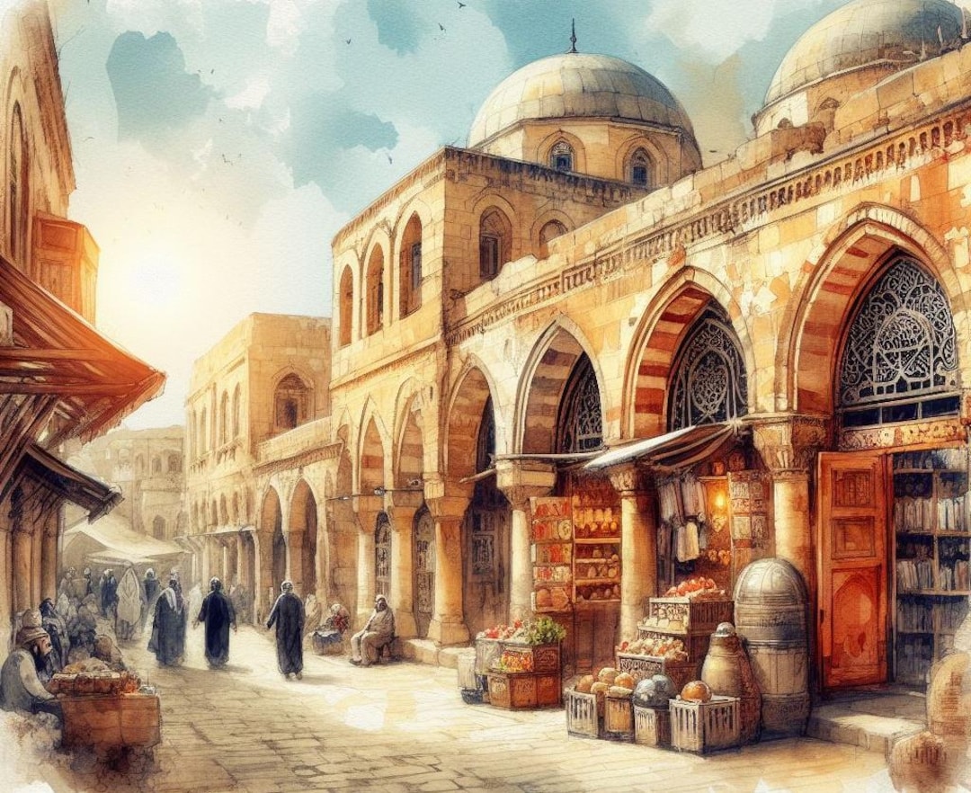 Middle Eastern Market Street Print, Islamic Architecture Wall Art ...