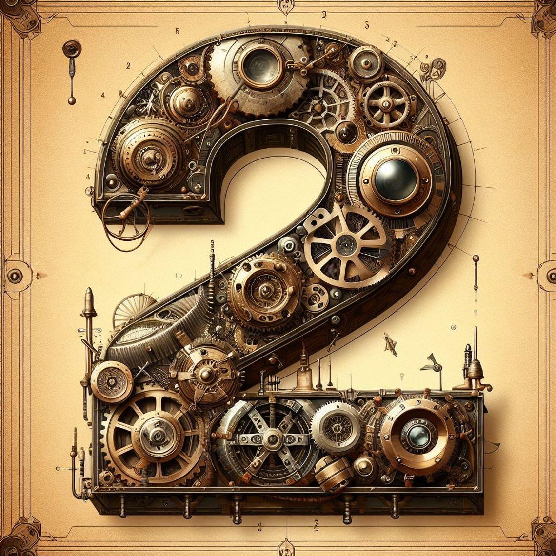 Steampunk Number 2 Wall Art, Industrial Gear Typography Print ...