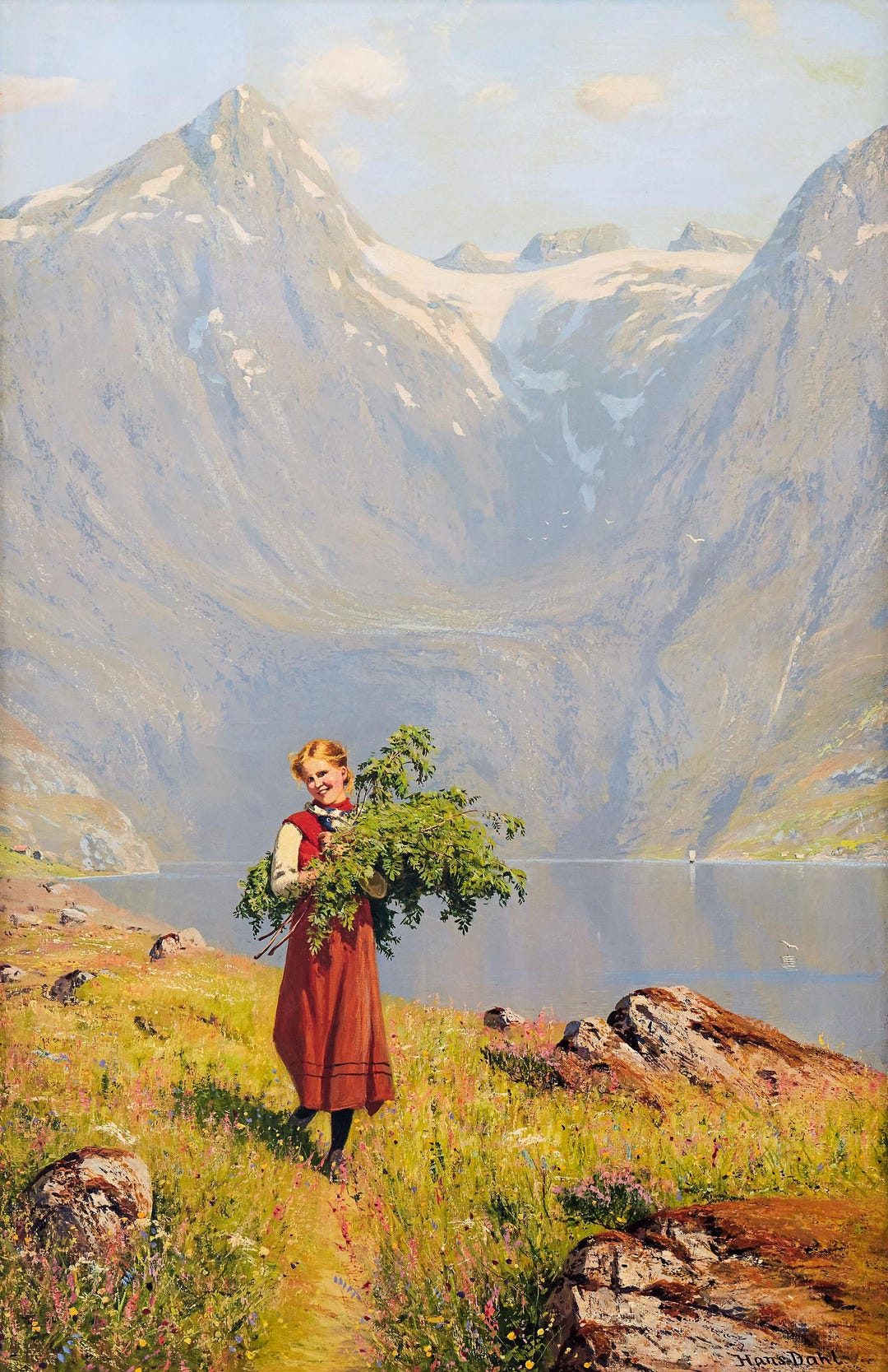 Vintage Nordic Landscape Art, Scandinavian Mountain Scene Print, Fjord ...