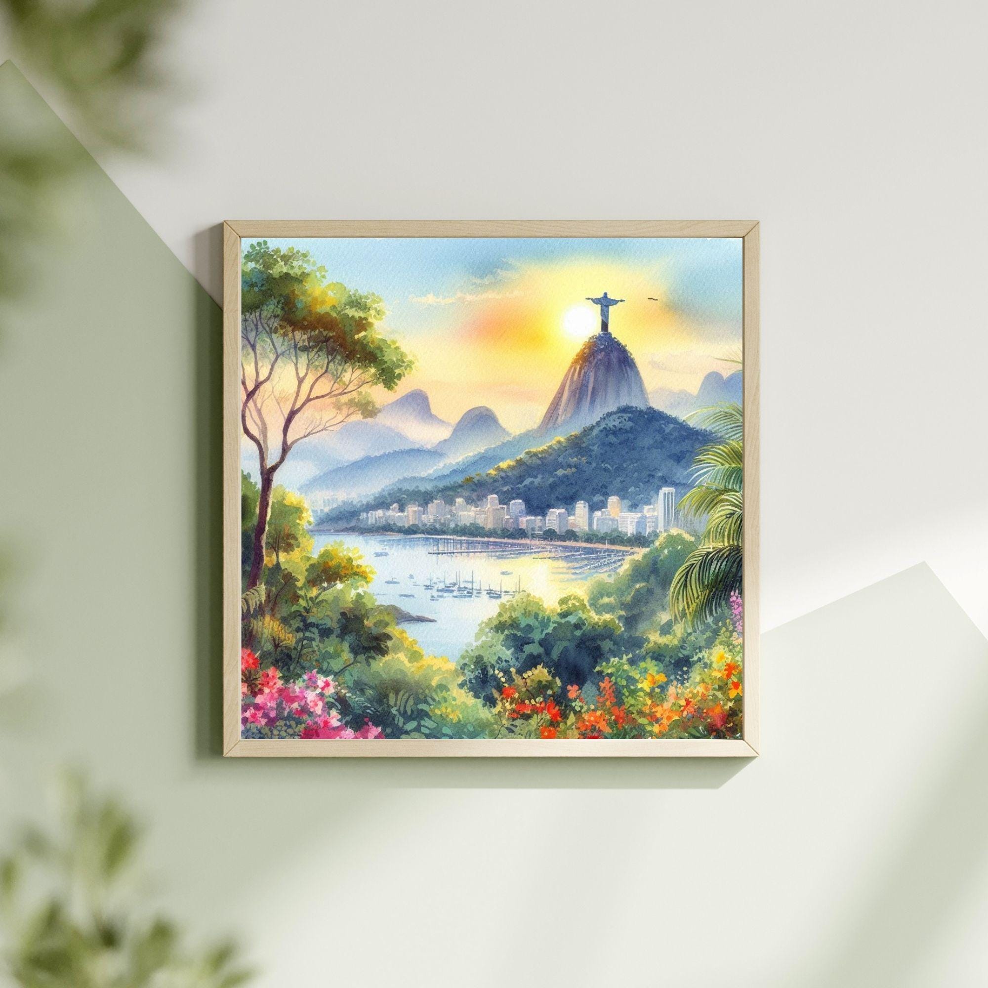 Rio De Janeiro Wall Art, Brazil Landscape Print, Tropical Sunset Poster ...