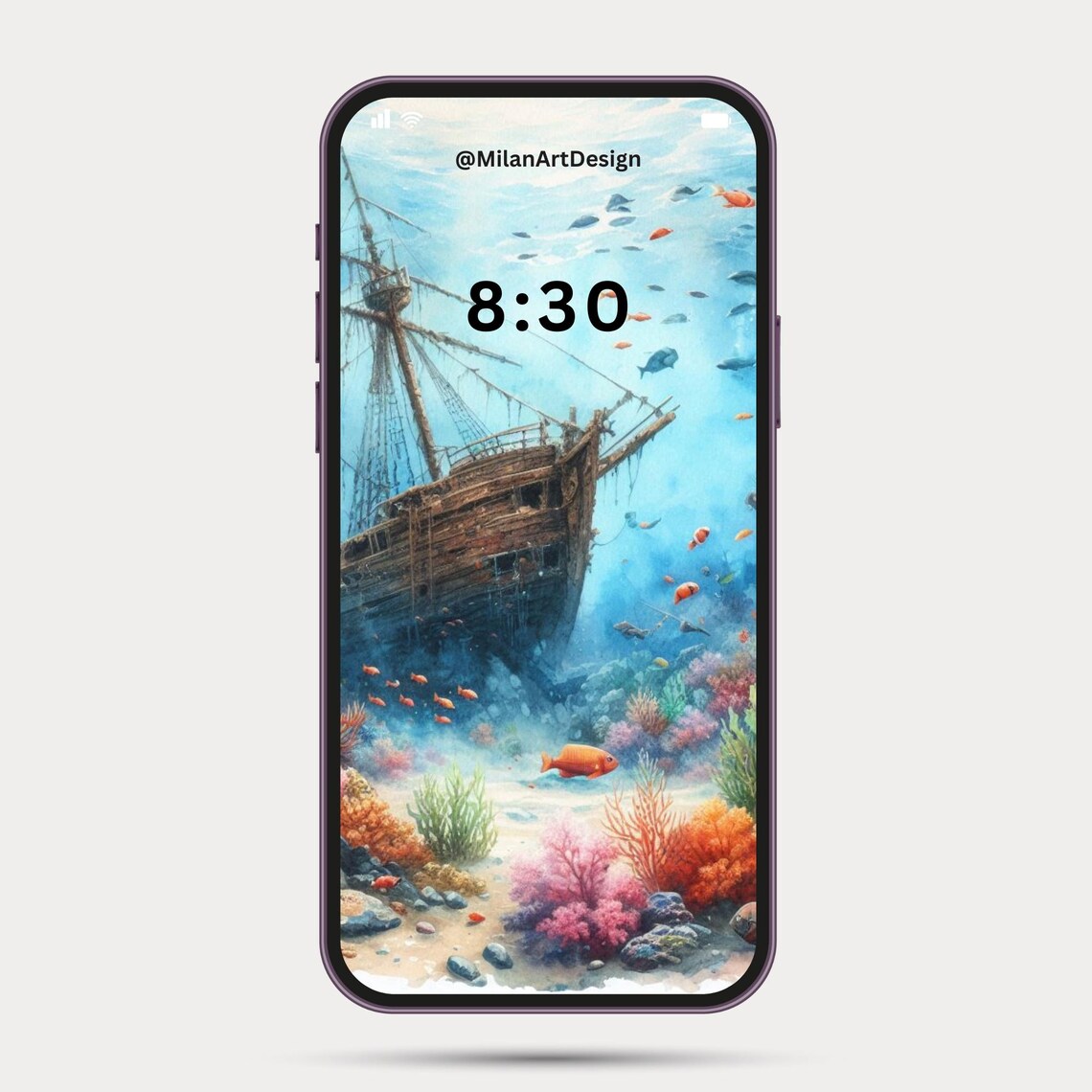 Shipwreck Print, Underwater Treasure Wall Art, Sunken Pirate Ship ...