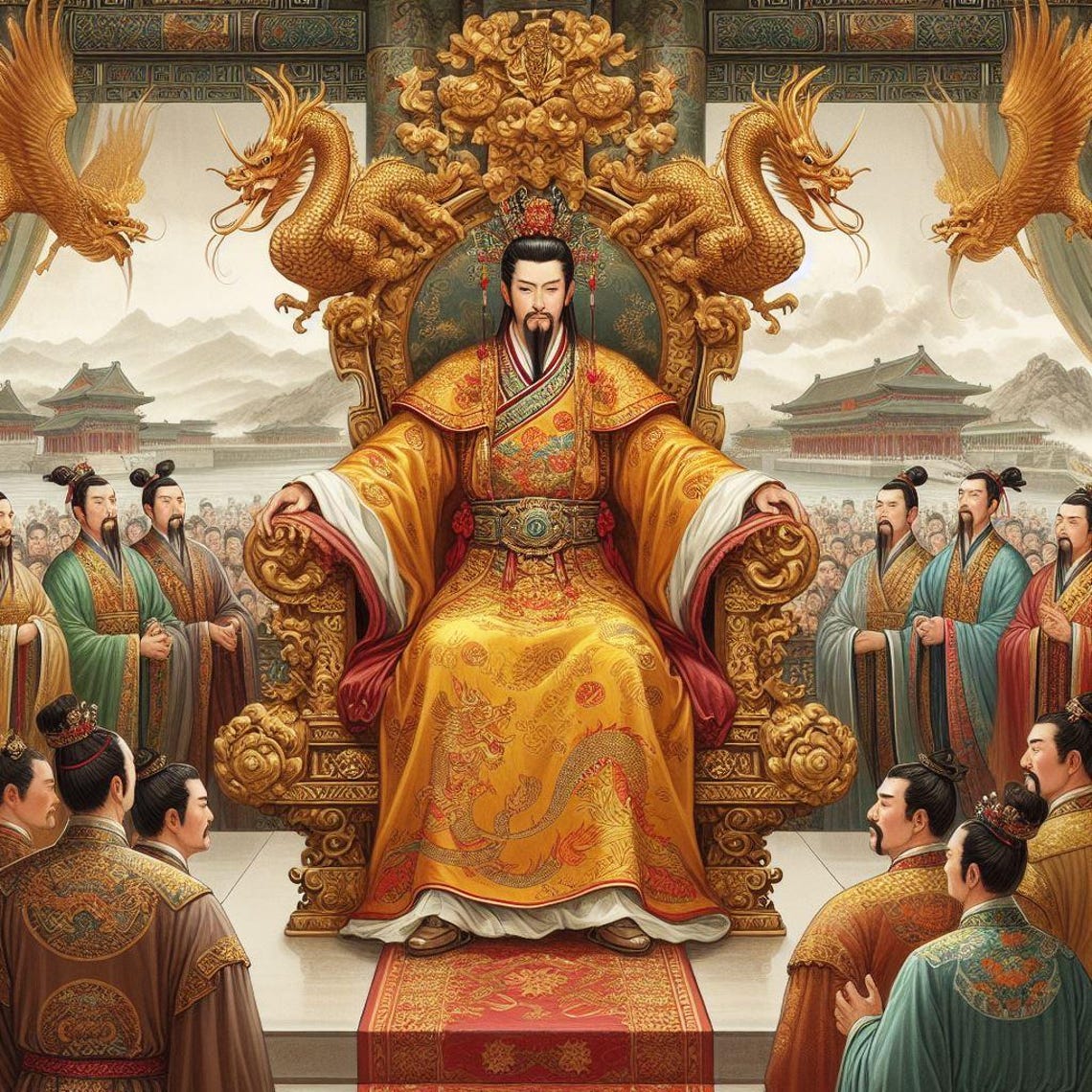 Chinese Emperor Wall Art, Imperial Throne Illustration, Ancient Dynasty ...