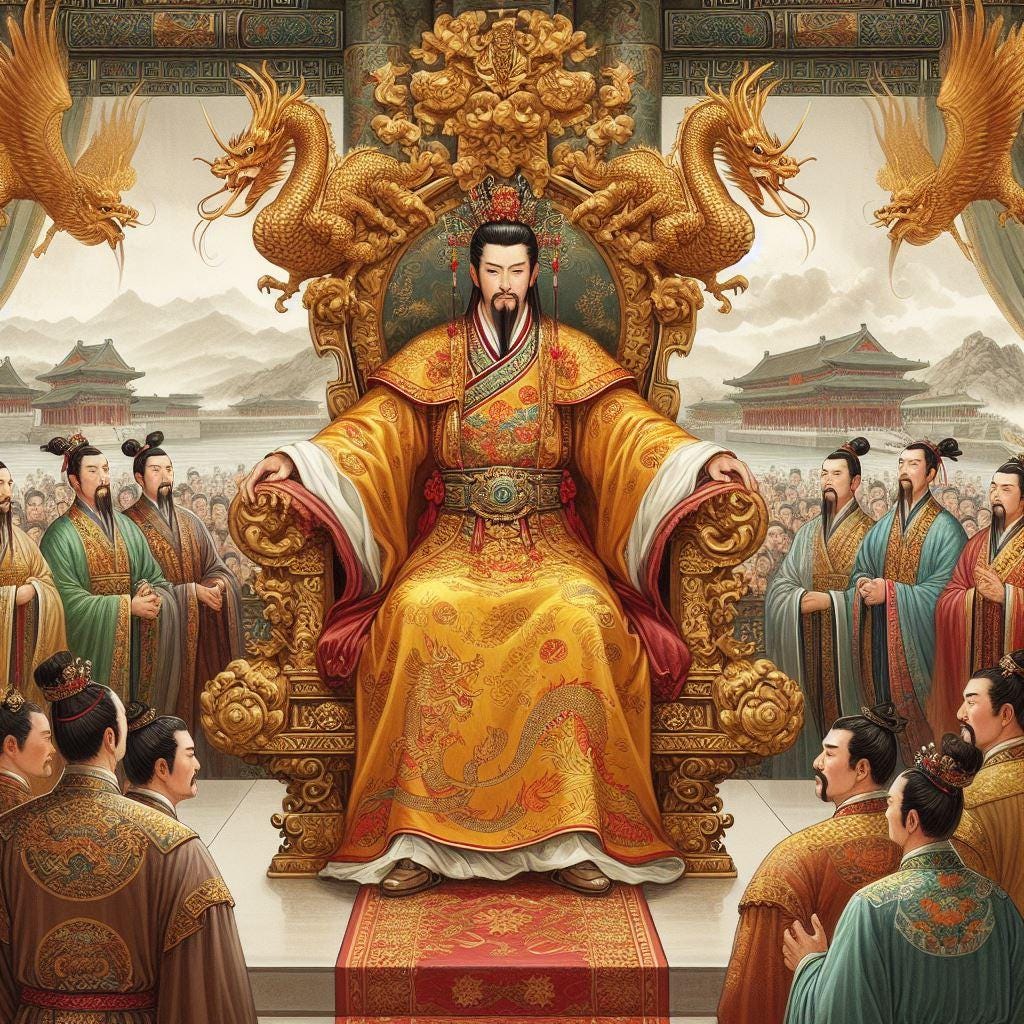 Chinese Emperor Wall Art, Imperial Throne Illustration, Ancient Dynasty ...