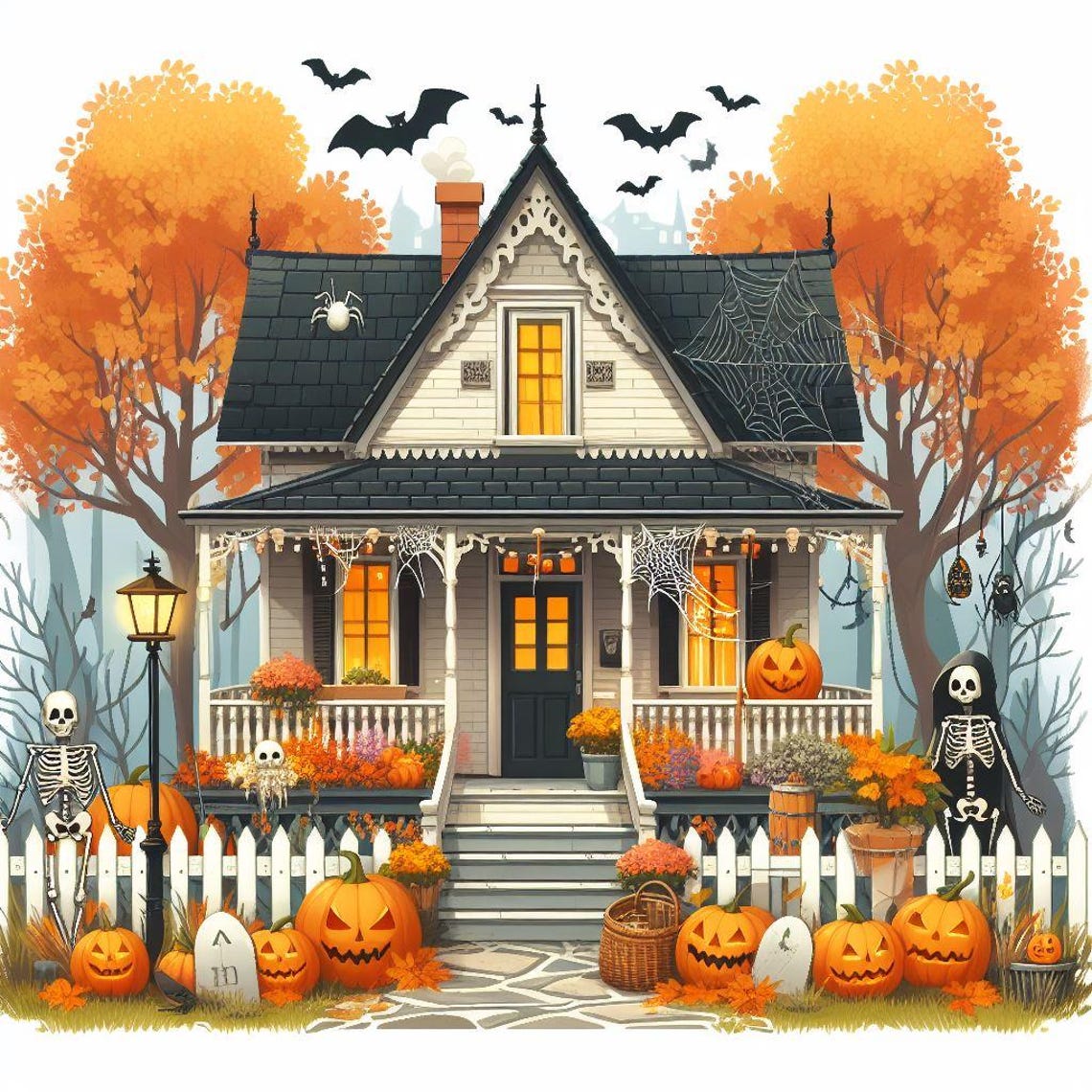 Halloween House Poster, Spooky Autumn Wall Art, Haunted House Print ...