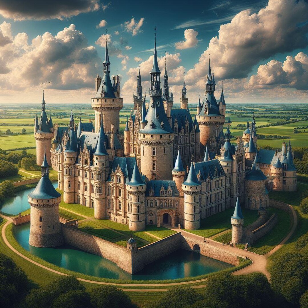 French Castle Wall Art, Fantasy Castle Print, Medieval Architecture ...