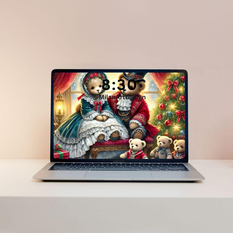Victorian Christmas Teddy Bears, Digital Art Print, Cozy Fireplace ...