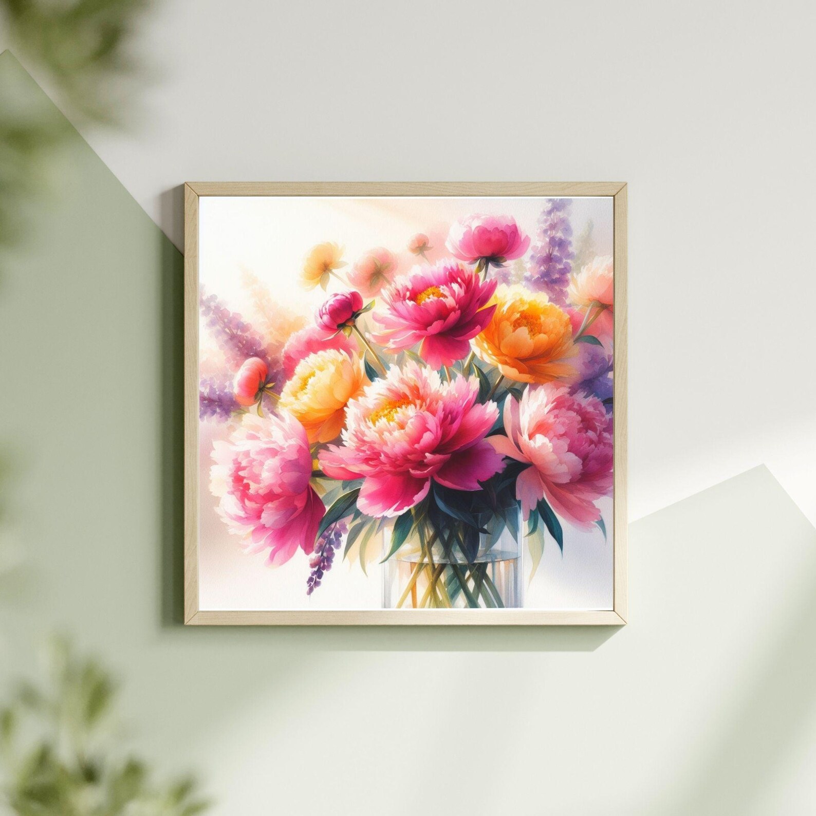 Floral Wall Art, Pink Peonies Poster, Colorful Flower Bouquet Print ...