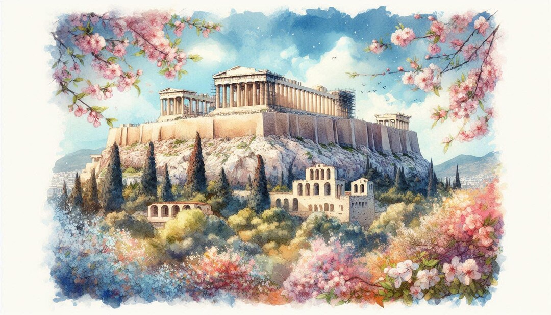Acropolis Athens Print, Ancient Greece Wall Art, Parthenon Landscape ...