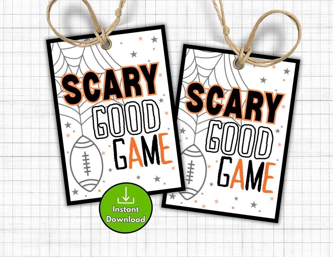 Printable Scary Good Game Halloween Football Gift Tags, Rectangular ...