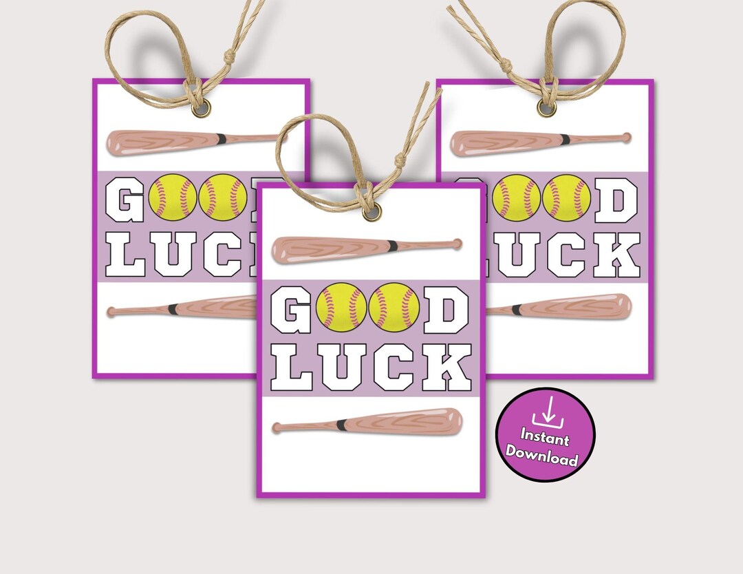 Softball Good Luck Tags, Printable Tags for Travel Softball Team ...