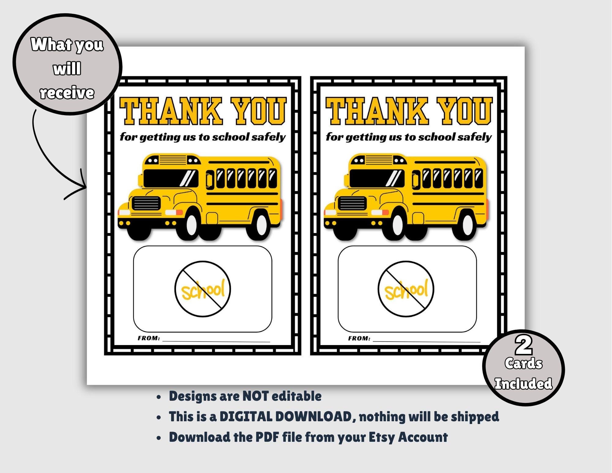 Printable School Bus Driver Gift Card Holder, End of the School Year ...