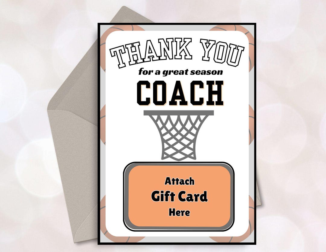 Printable Basketball Coach Gift Card Holder, Basketball Coach Thank You ...