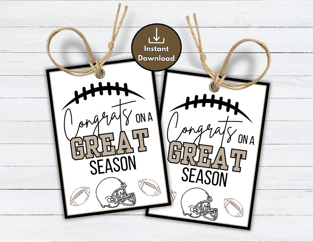 Football Tags, Congrats on a Great a Football Season Tags, Team Treat ...