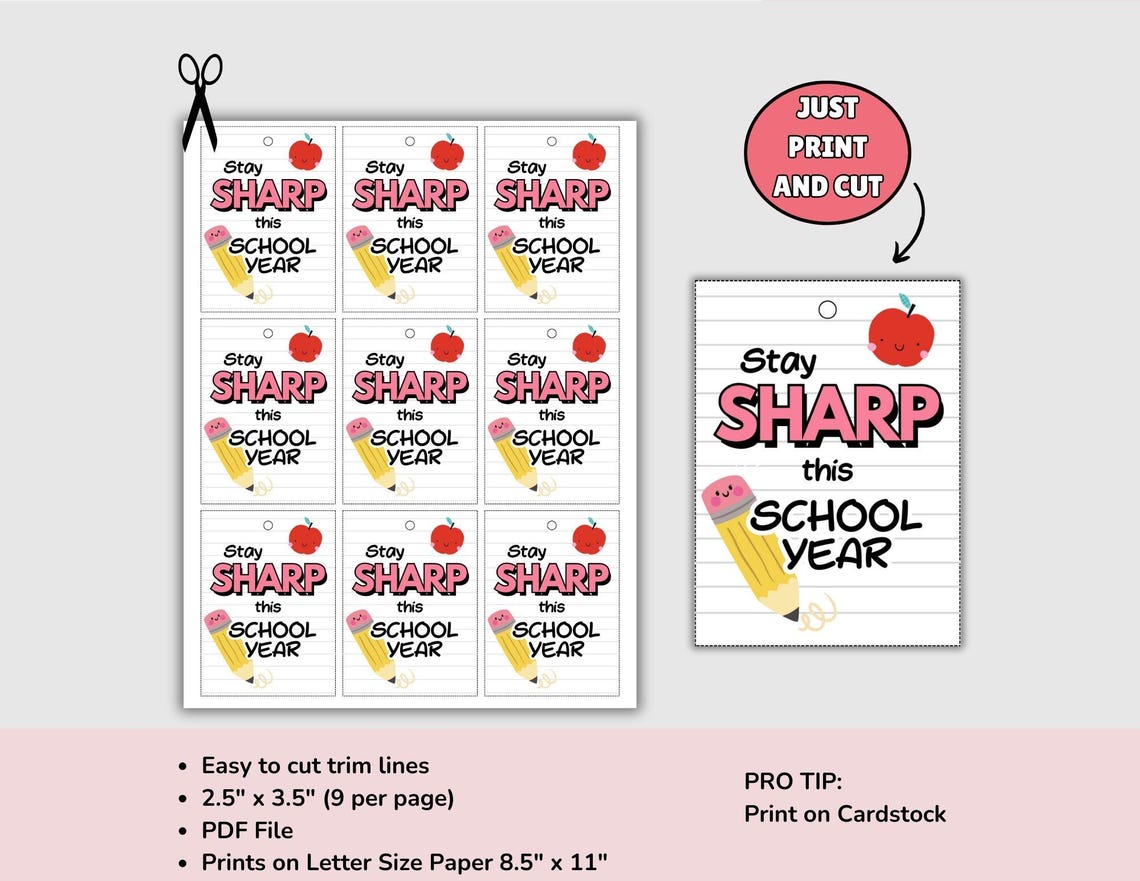 Back to School Gift Tags for Students, Stay Sharp This School Year ...