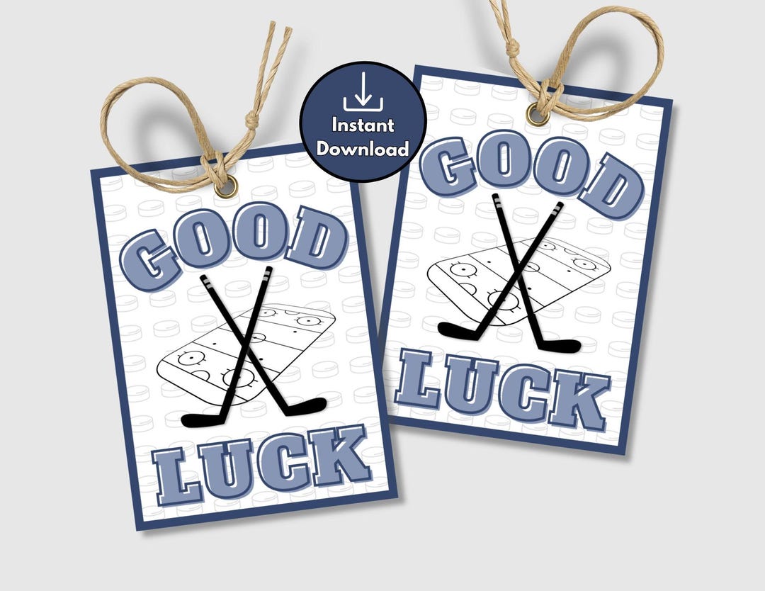 Printable Good Luck Tags for Ice Hockey Team, Tournament Swag Goody Bag ...