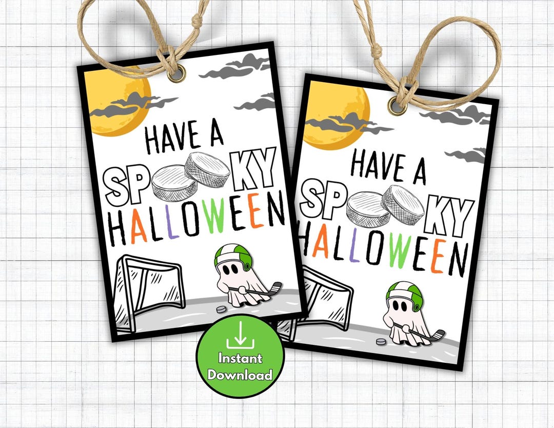 Have a Spooky Halloween Hockey Printable Gift Tags, Game Day Treat Bag ...