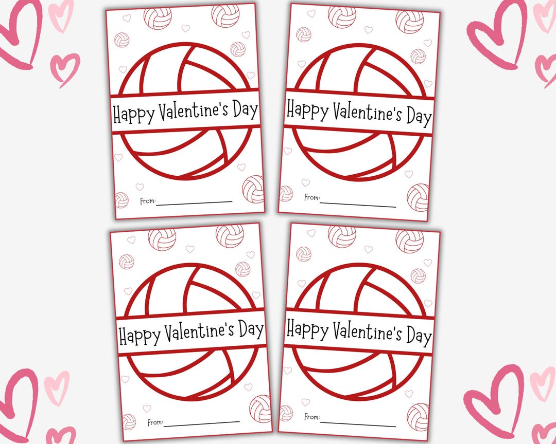 Volleyball Valentine's Day Cards, Kids Classroom Exchange Cards ...