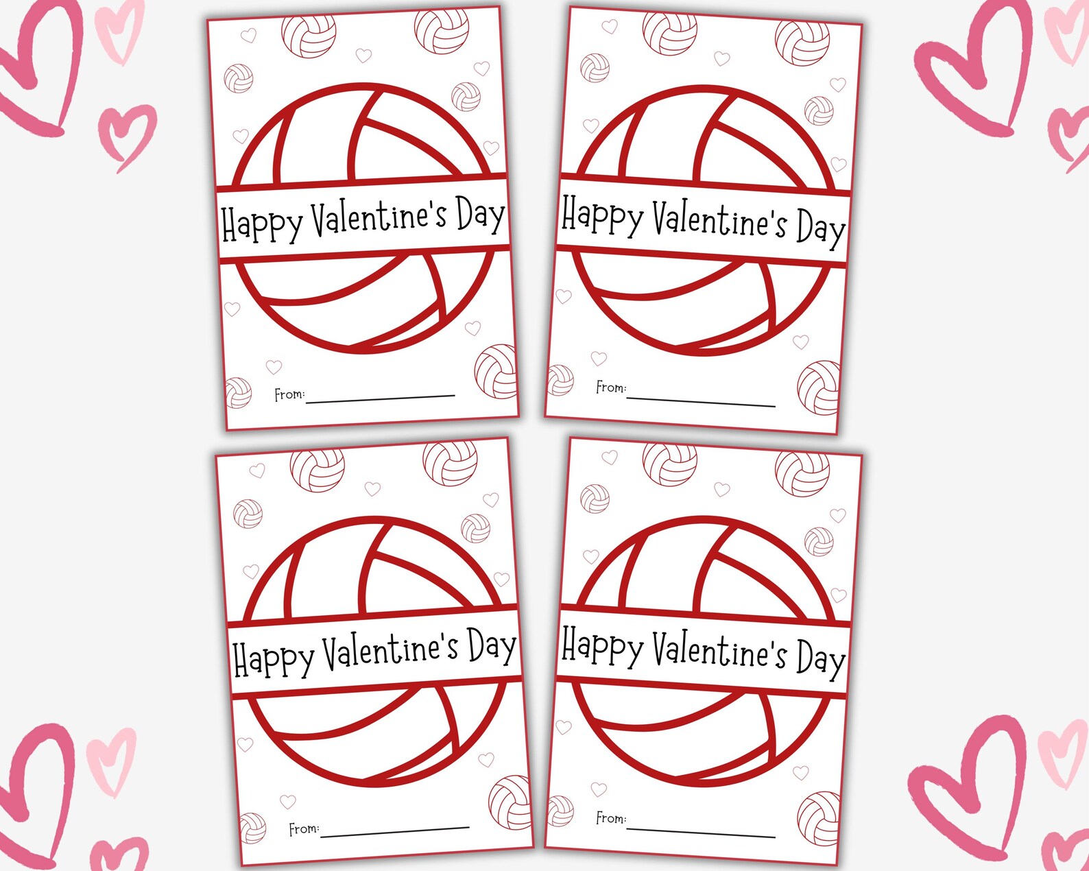 Volleyball Valentine's Day Cards, Kids Classroom Exchange Cards ...
