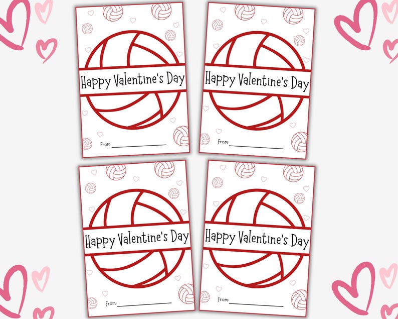 Volleyball Valentine's Day Cards, Kids Classroom Exchange Cards ...